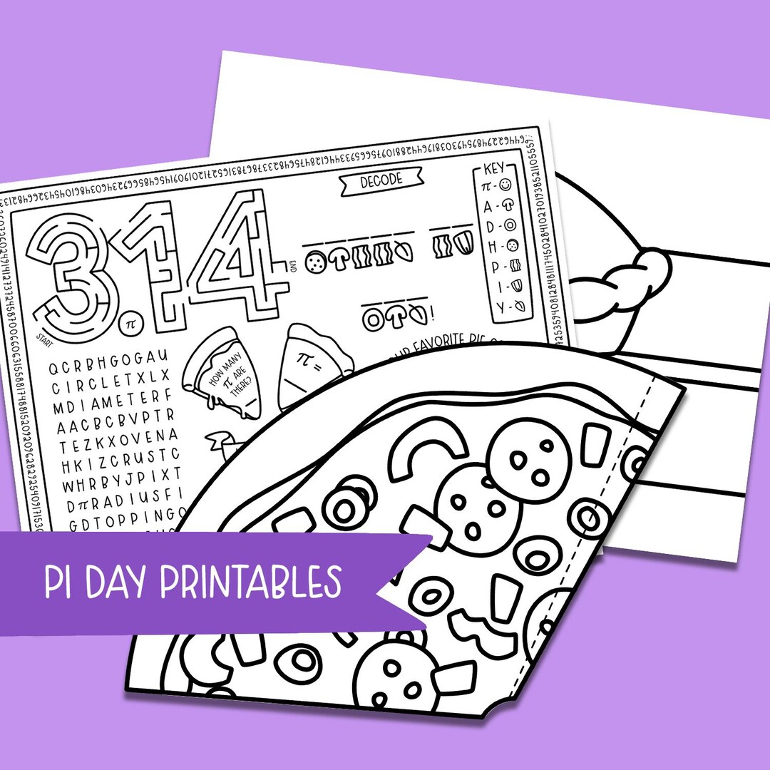 Pi Day Activity Worksheet | Word Search, Decode, Puzzle | Pizza Hat ...