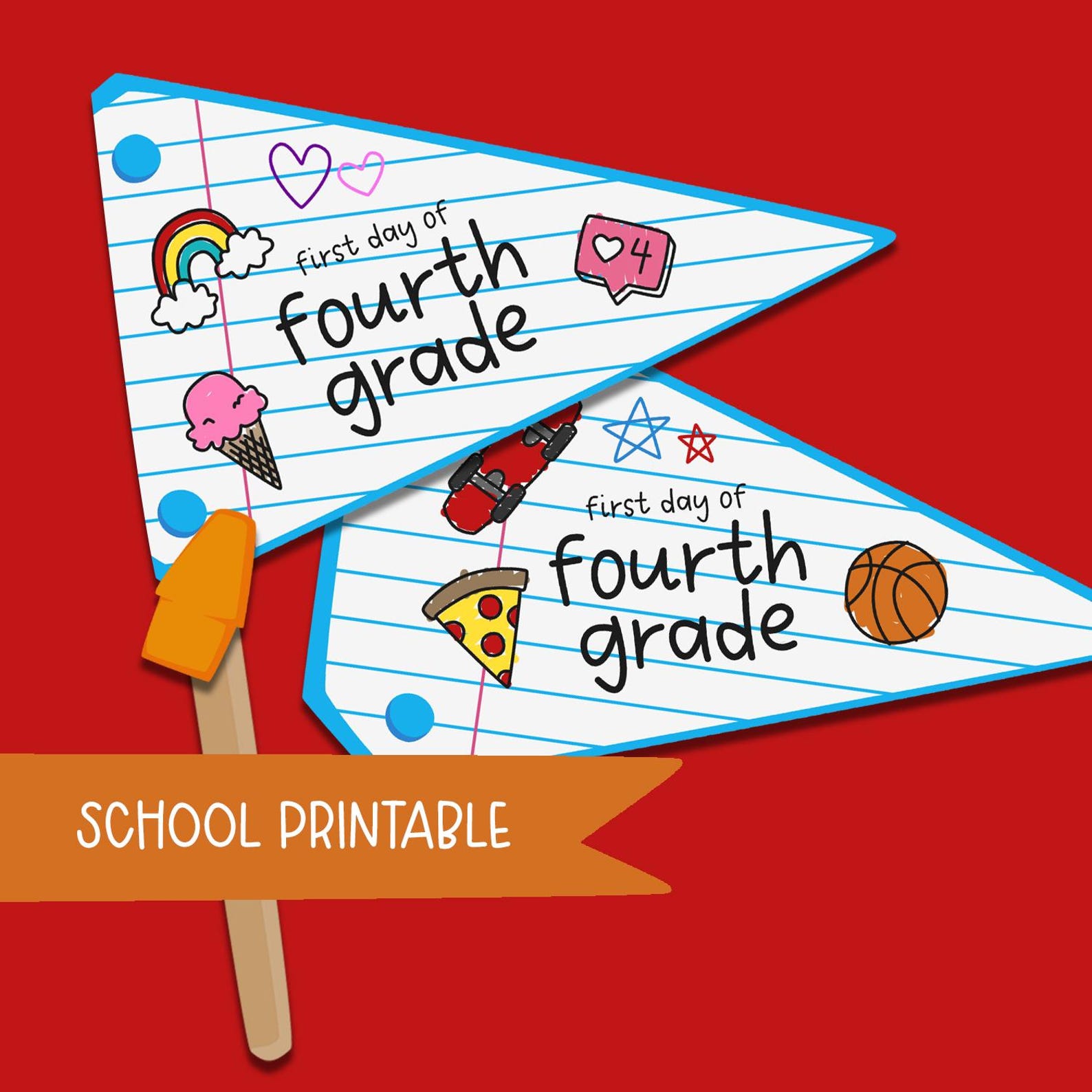 Fourth Grade Notebook Flag | Back to School Photo Prop (PDF Download ...