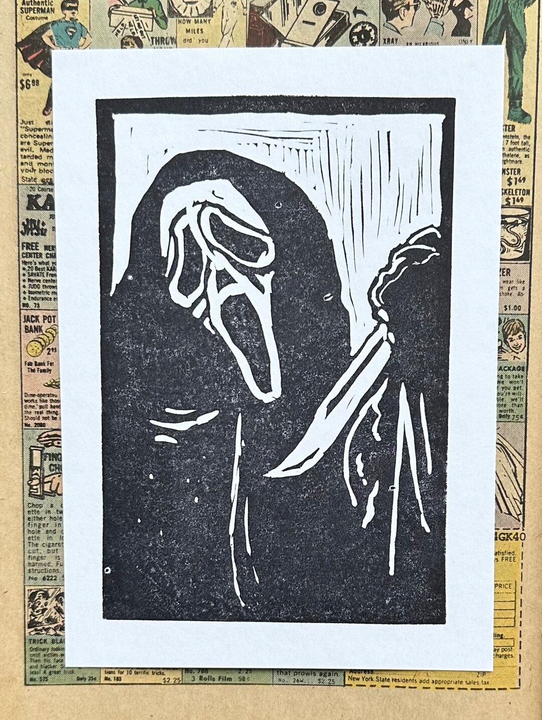 SCREAM- Ghostface, Linoleum Block Print, Horror Movie Art, Horror Home ...
