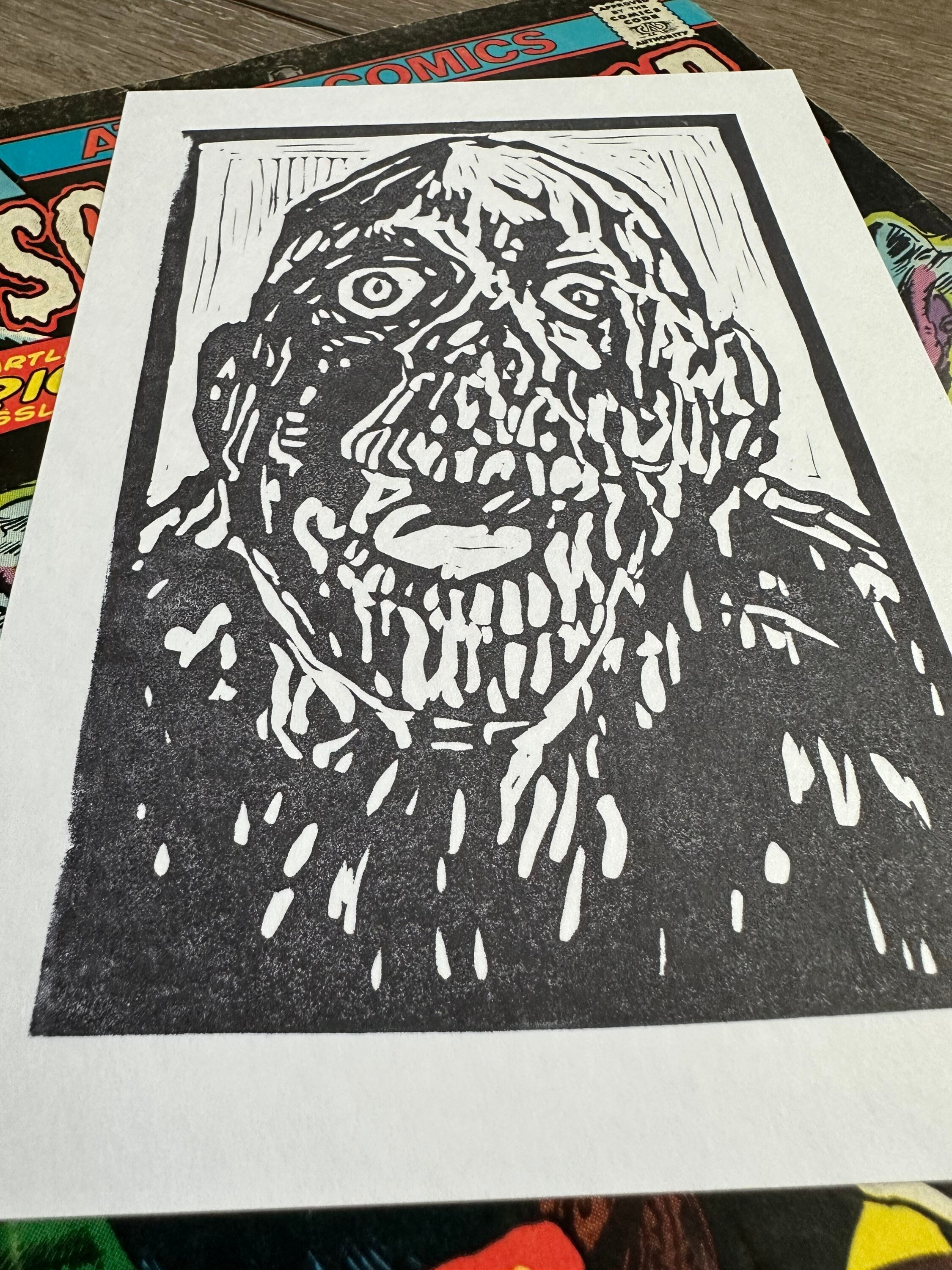 Return of the Living Dead- TARMAN, Zombie, Linoleum Block Print, Horror ...