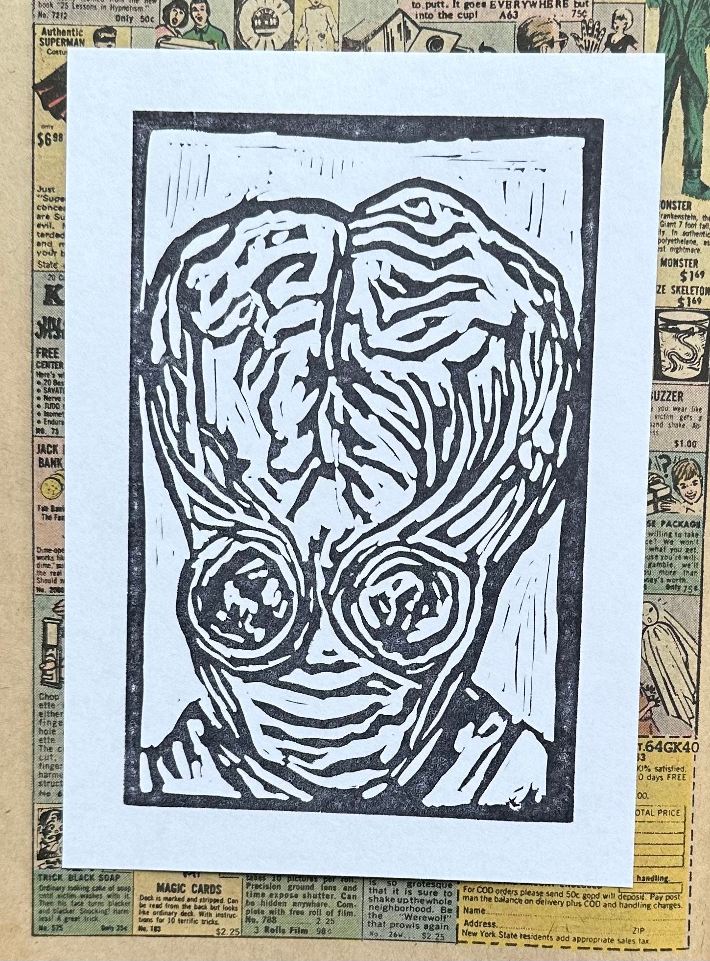 This Island Earth Metaluna Mutant, Linoleum Block Print, Horror Movie ...