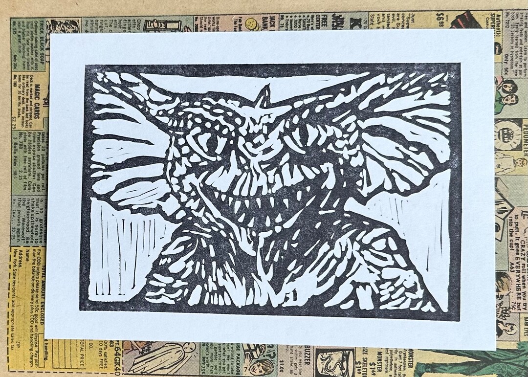 Gremlins- Gremlin, Linoleum Block Print, Horror Movie Art, Horror Home ...