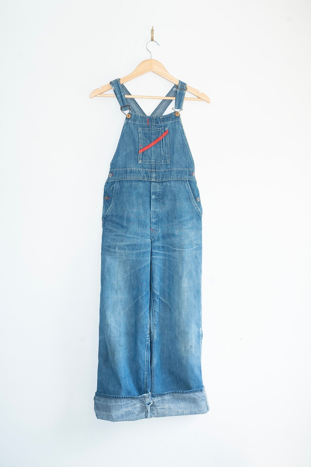 Indigo Cotton GWG Overalls Railroad 1930s Era XS W 28 Distressed ...