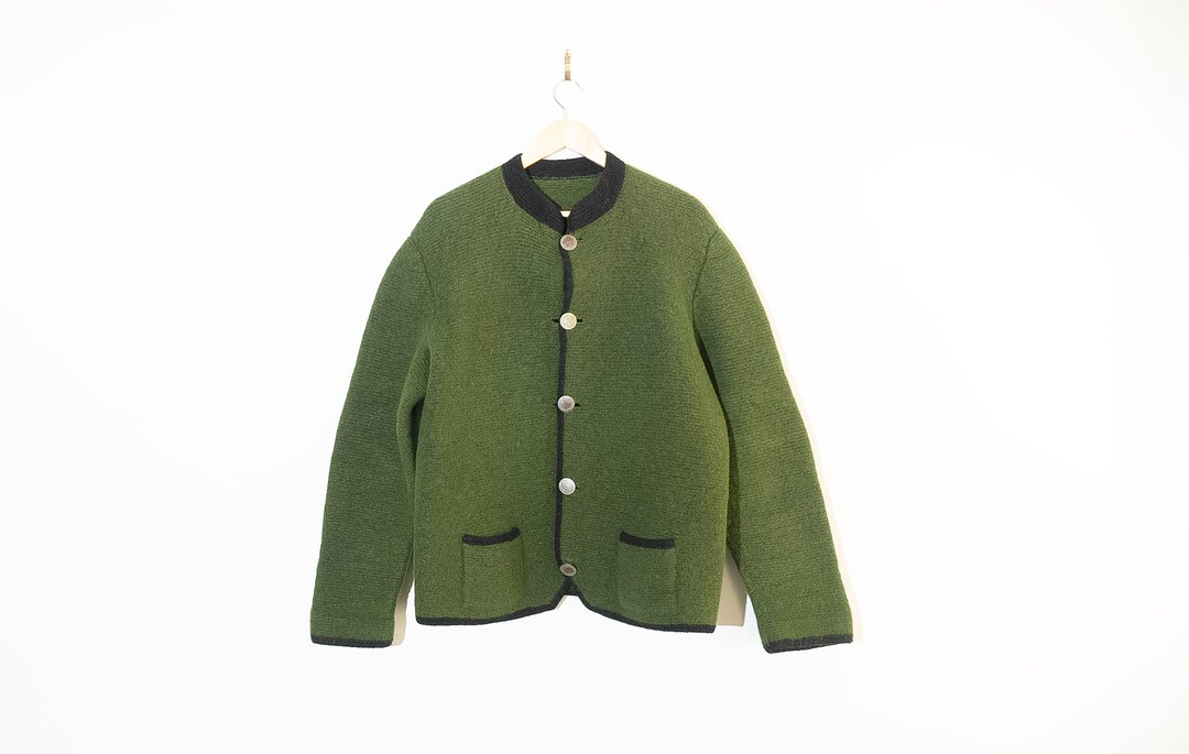 Alpen Lander Geiger Style Green Boiled Wool Sweater German Dark Green ...