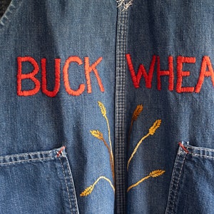 Indigo Cotton Union Made OOAK Overalls Hand Embroidered 1970s Era W 40 ...