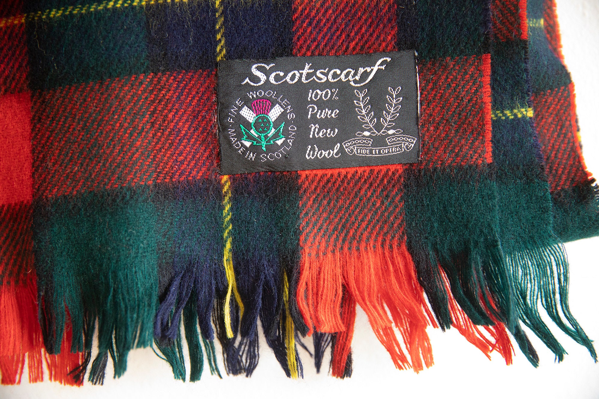 Bufanda de lana escocesa vintage hecha en Escocia / lana fina de tartán escocés / bufanda ...