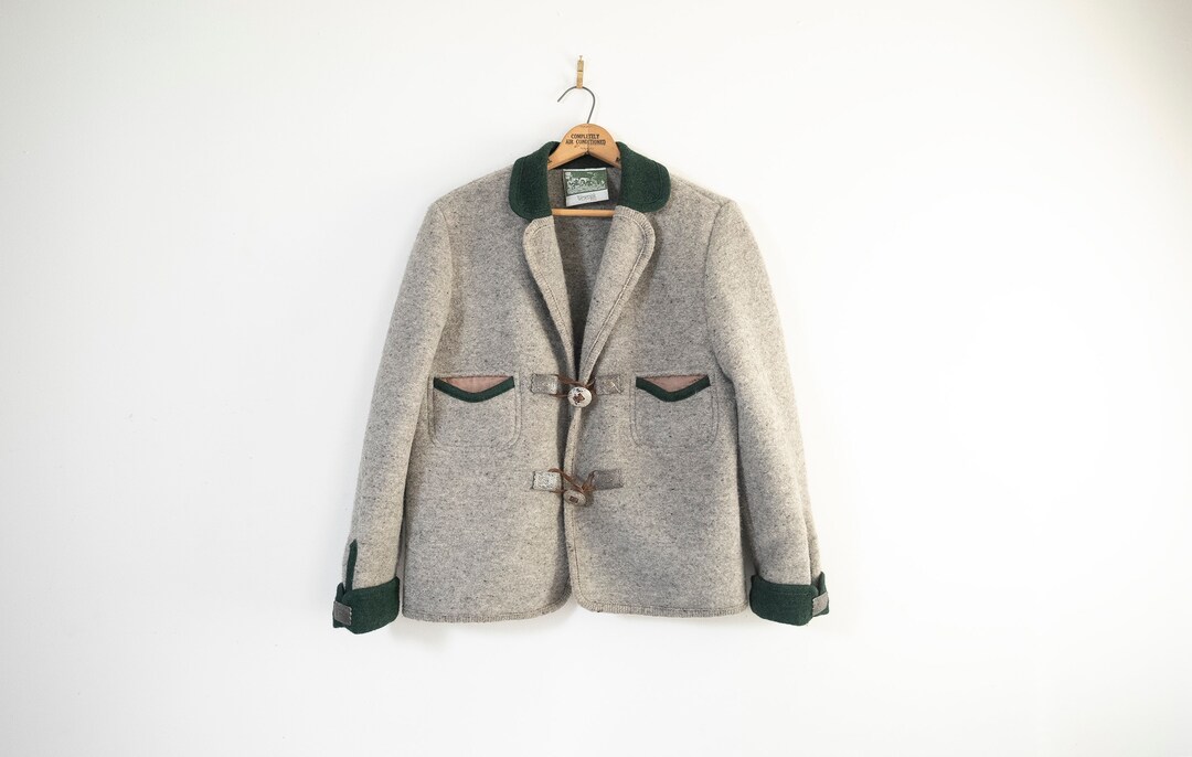 Alpen Lander Wesenjak Gray Boiled Wool Sweater 42 / German Fitted Wool ...