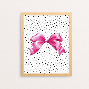Nursery Wall Art | Bow Printable | Pink, Black, White Polka Dot | Bow ...