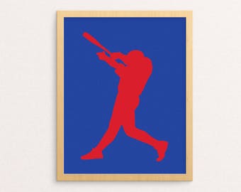 Baseball Wall Art PRINTABLE Baseball Player Print Red | Etsy