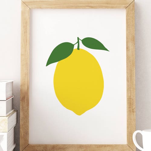 Lemon Print Lemon Printable Lemon Wall Art Kitchen Decor - Etsy