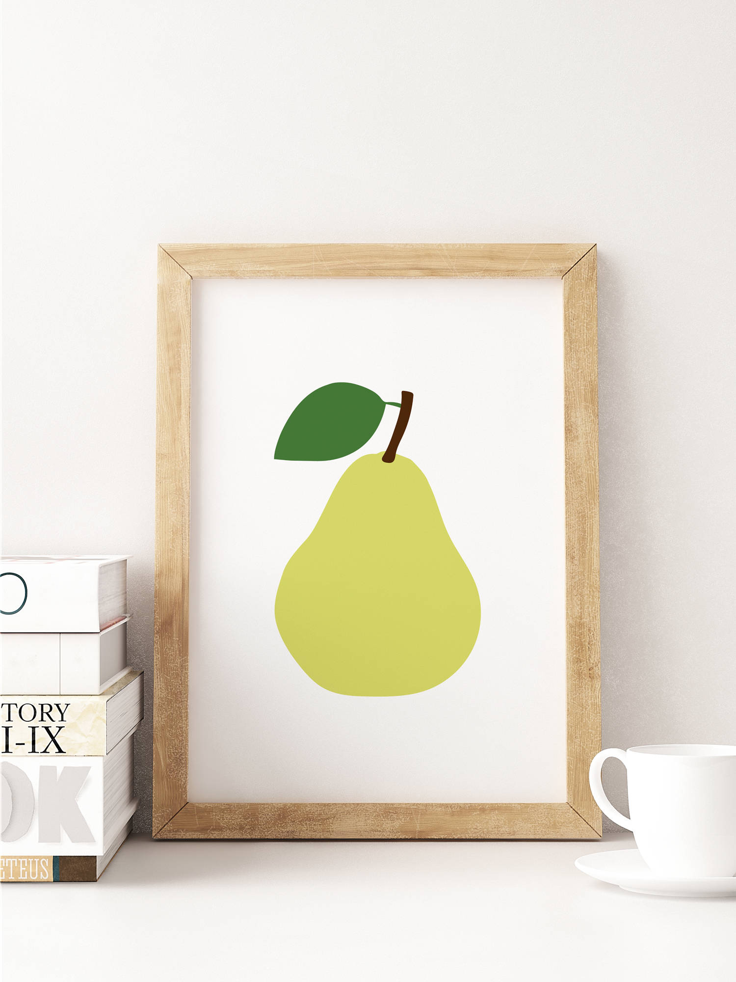 Fruit Wall Art Print Set Pear Red Apple Lemon Printable - Etsy