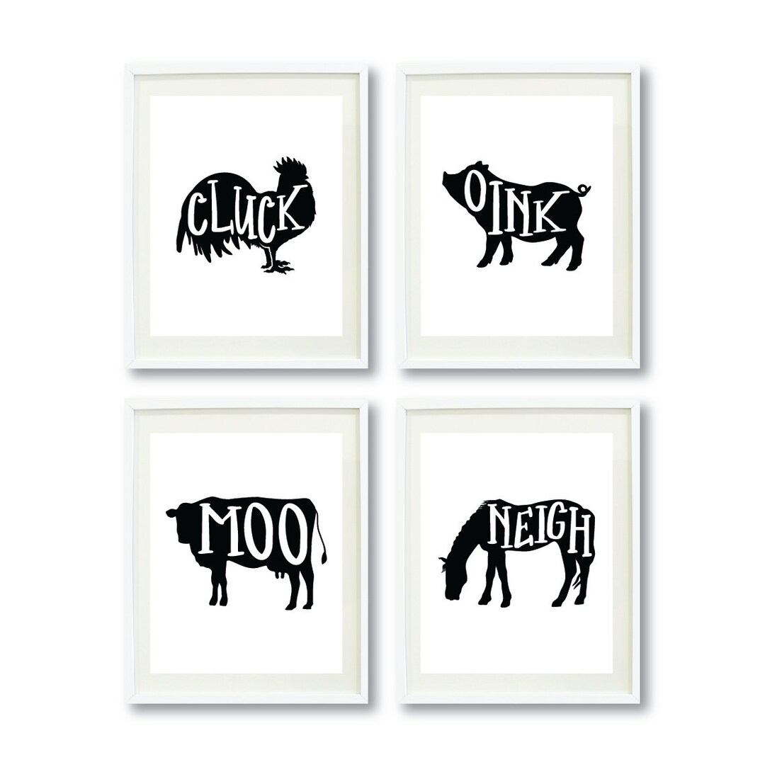 Farm Animals Wall Art Set of 4 | Kids Printable Art Prints | Chicken ...