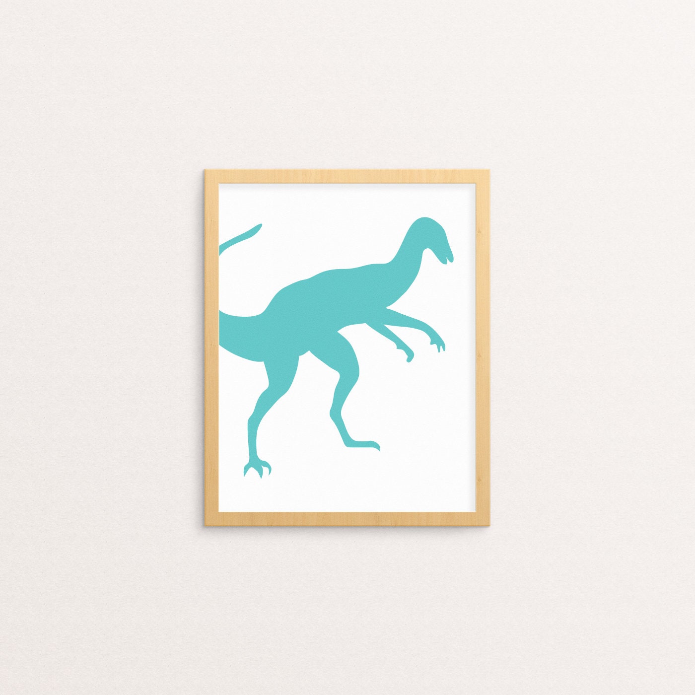 Dinosaur Wall Art Print Set of 3 | Trex, Velociraptor, Aqua, Hot Pink ...