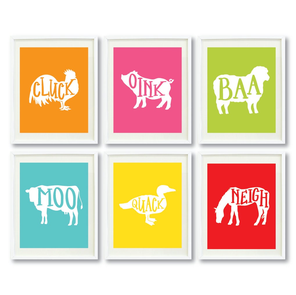 Farm Animals Wall Art Set 6 Kids Printable Art Prints - Etsy