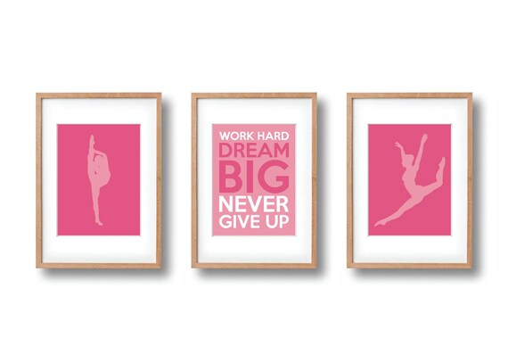 Dance Wall Art PRINTABLE Set of 3 Pink Dancer Print Girls | Etsy