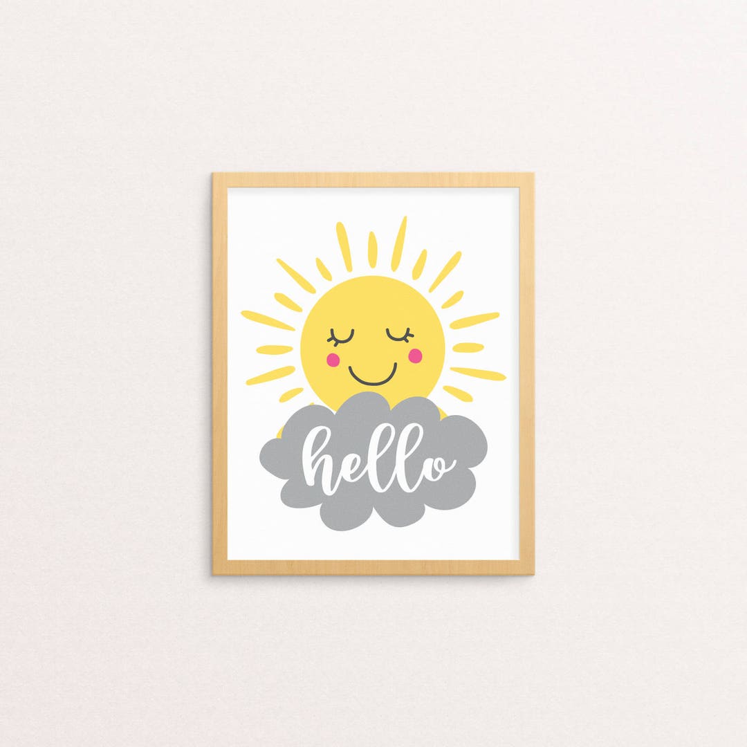 Hello Sunshine PRINTABLE Wall Art | Cute Sun Print | Yellow | Nursery ...