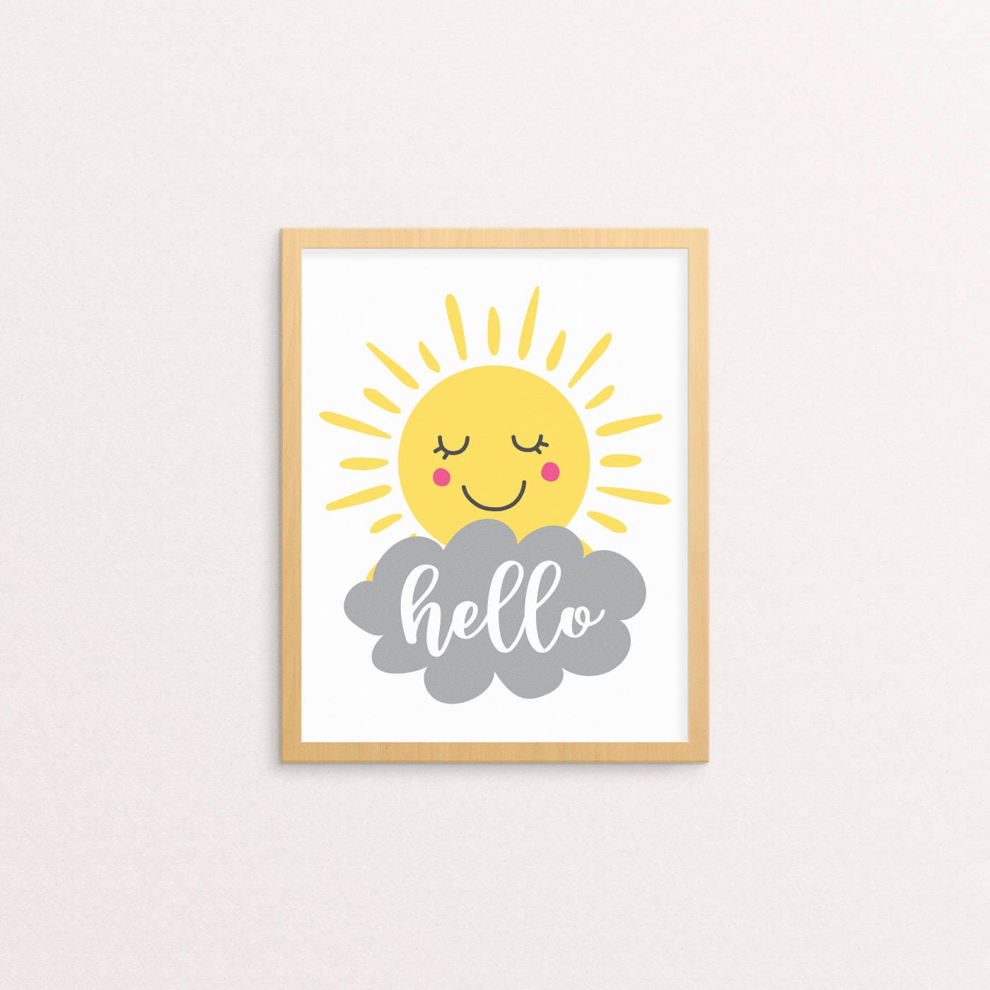Hello Sunshine PRINTABLE Wall Art Cute Sun Print Yellow - Etsy