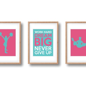 Cheerleading Gifts | Cheer Wall Art Print | Pink, Aqua, Printable ...