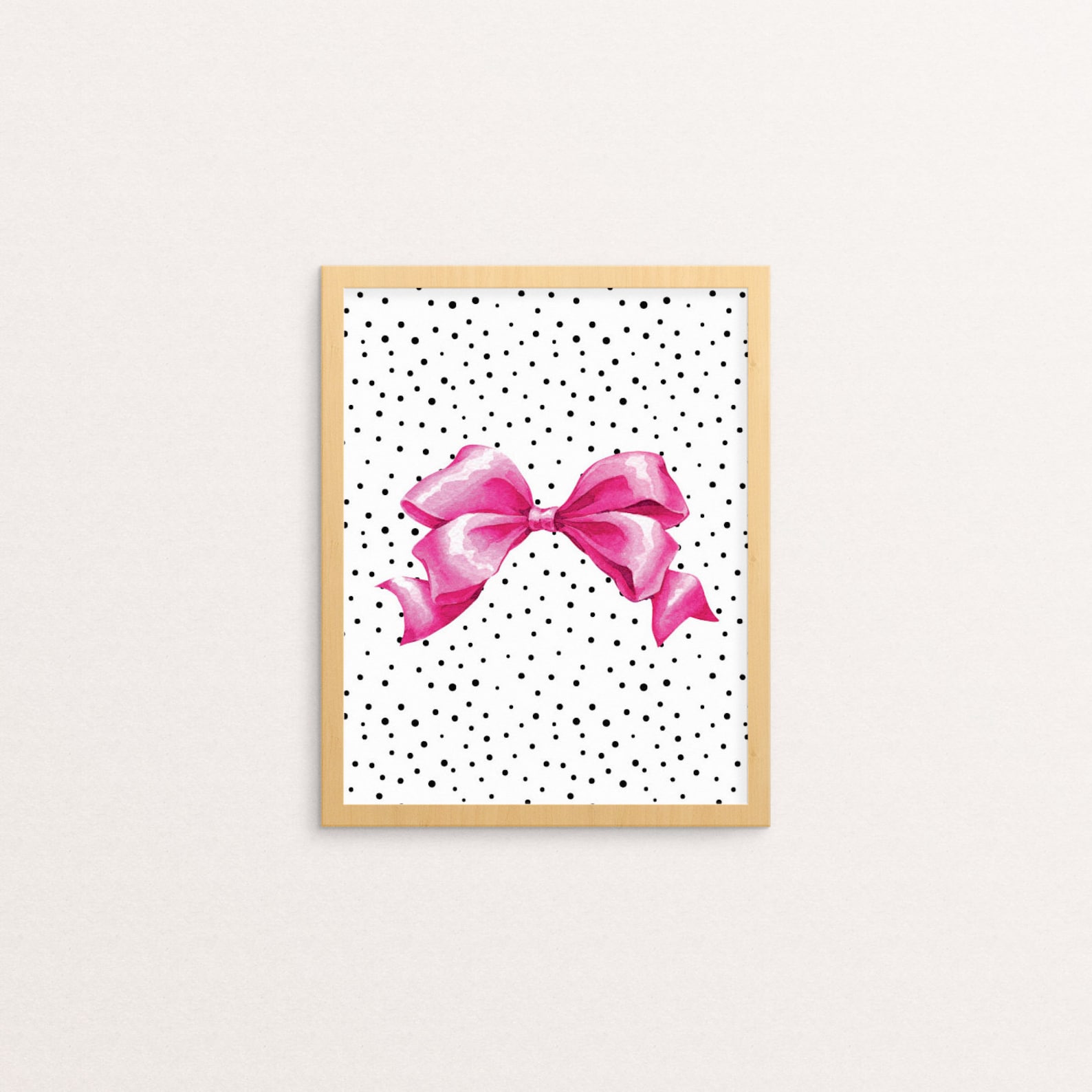 Nursery Wall Art | Bow Printable | Pink, Black, White Polka Dot | Bow ...