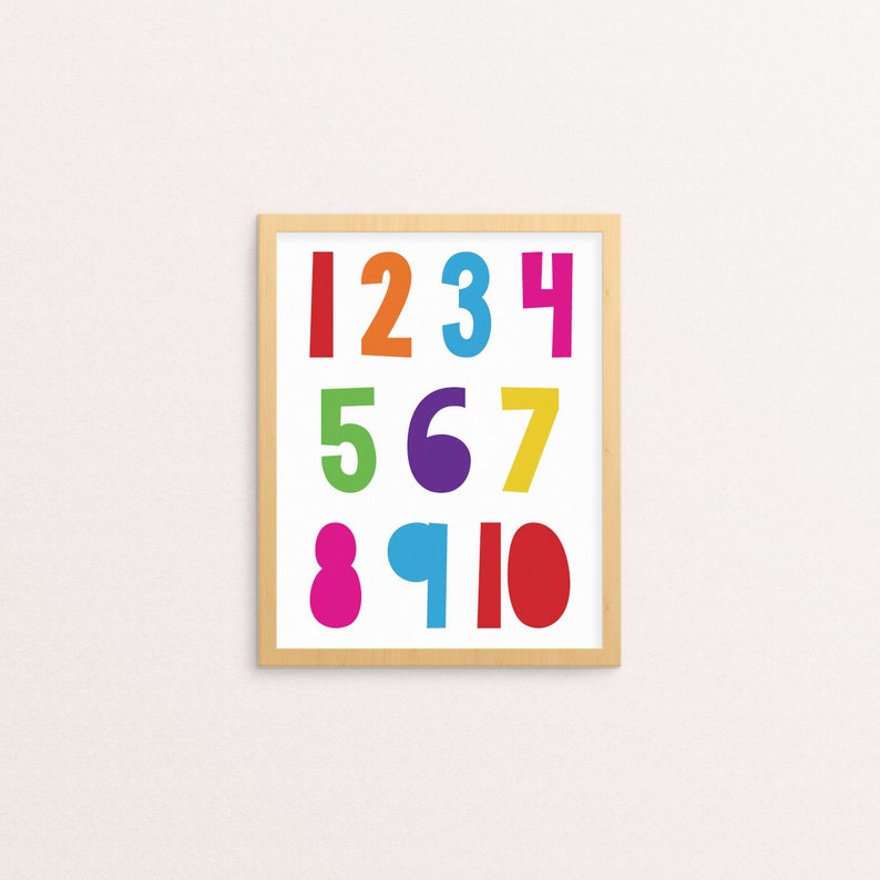 Number Poster Nursery Wall Art Rainbow Printable Number Wall Art Print ...