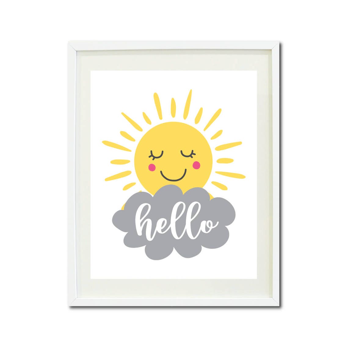 Hello Sunshine PRINTABLE Wall Art Cute Sun Print Yellow - Etsy