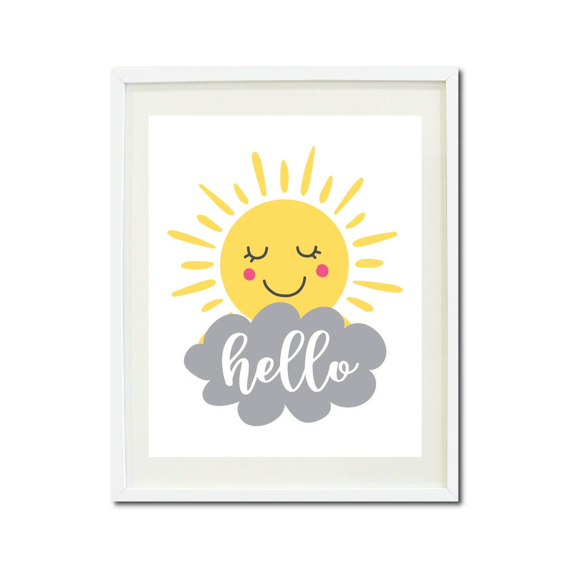 Hello Sunshine PRINTABLE Wall Art Cute Sun Print Yellow - Etsy
