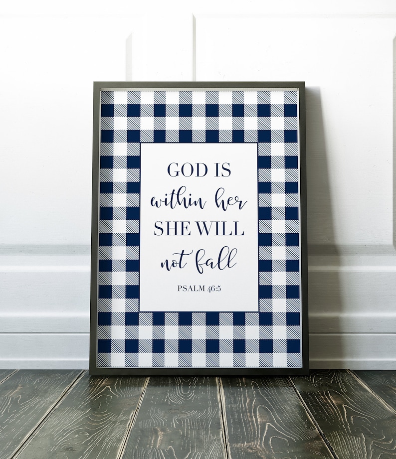 Scripture Wall Art God is Within Her She Will Not Fall, Psalm 46:5 ...
