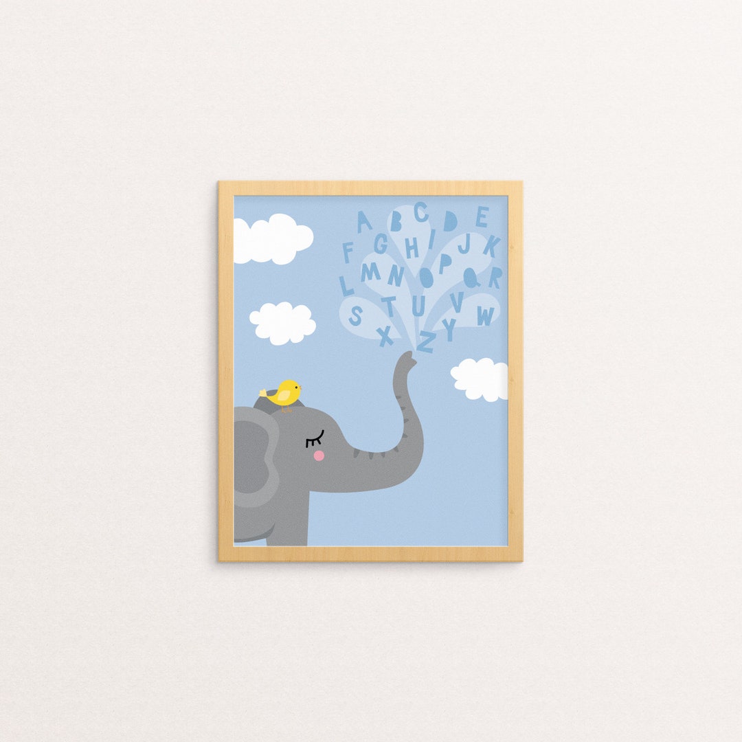Elephant PRINTABLE Wall Art | Alphabet Print | Zoo Animal Wall Art ...