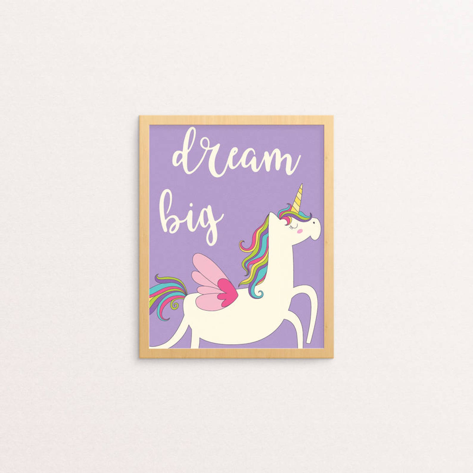 Dream Big Unicorn Art Print Purple Pink PRINTABLE Art - Etsy