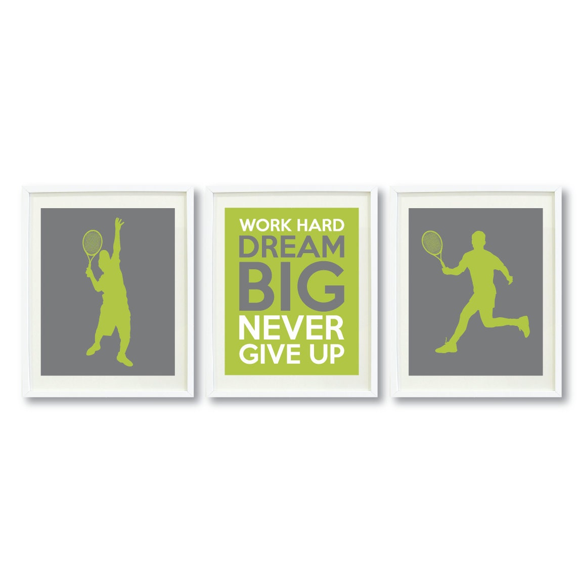 Regalos de tenis / Tenis pared arte impresión set de 3 / gris, lima ...