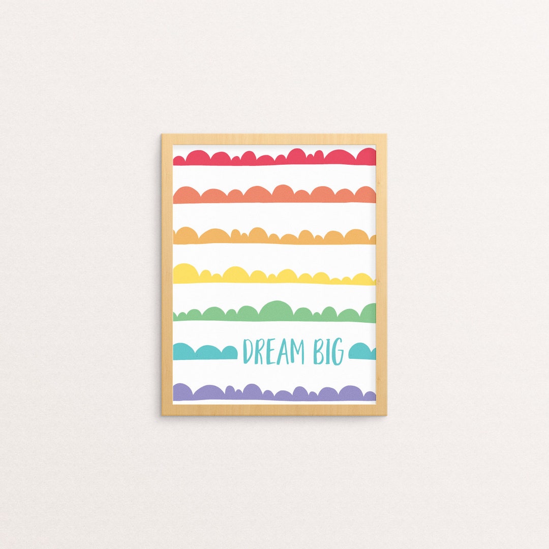 Dream Big Wall Art | Pastel Rainbow Print | Dream Big Printable ...