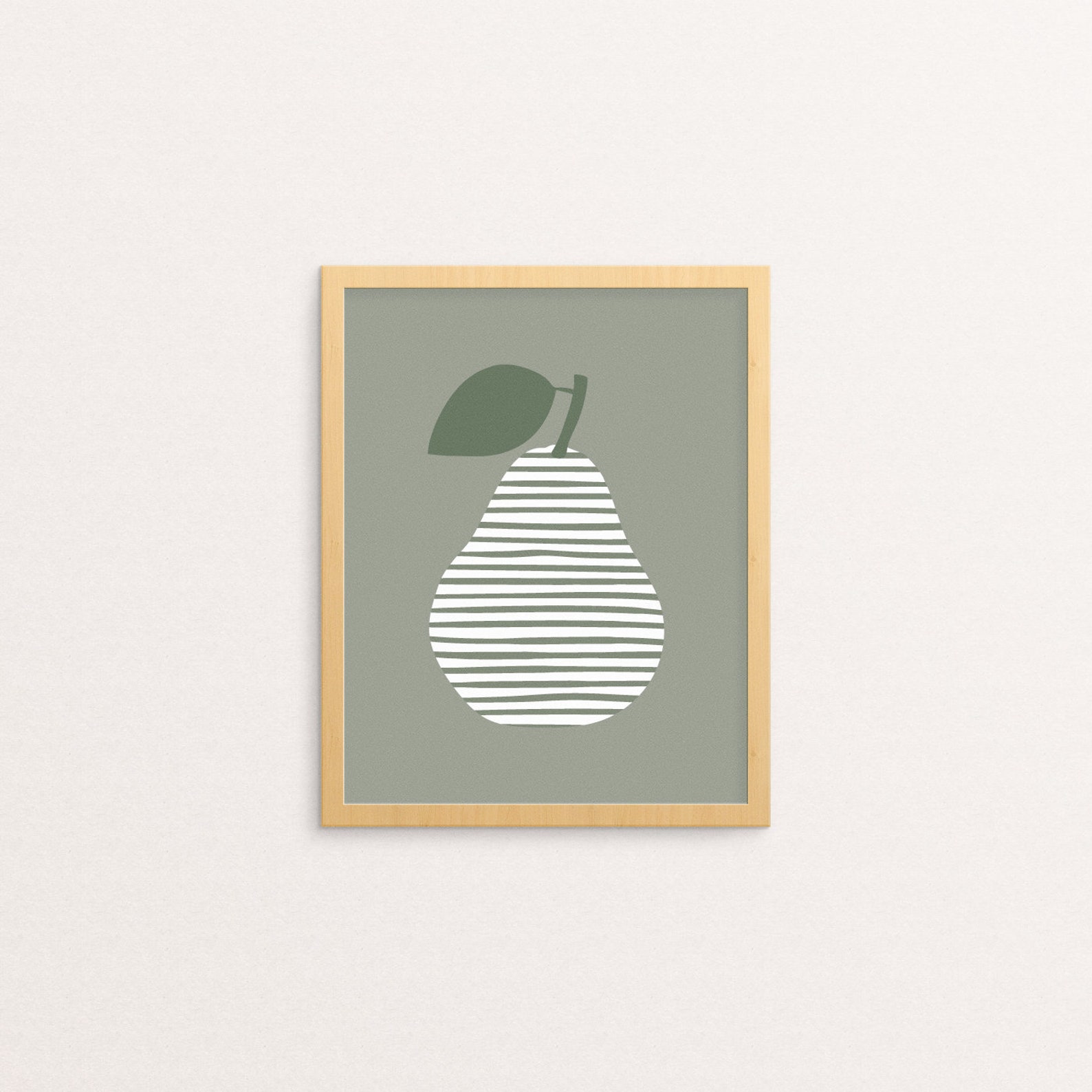 Pear Wall Art Pear Printable Striped Pear Print Kitchen - Etsy