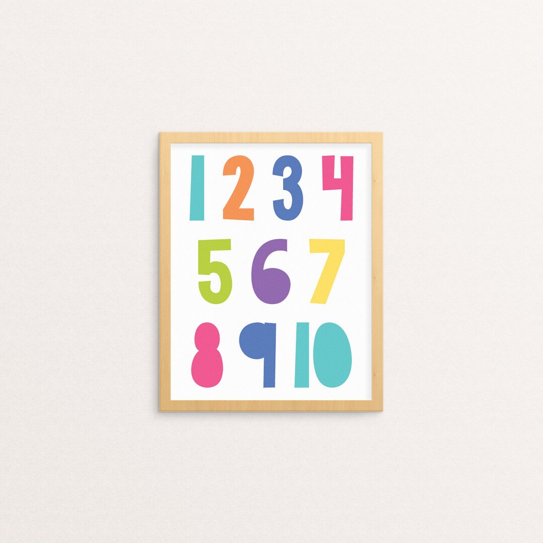 Nursery Wall Art | Number Print | Rainbow Number Printable | Number ...