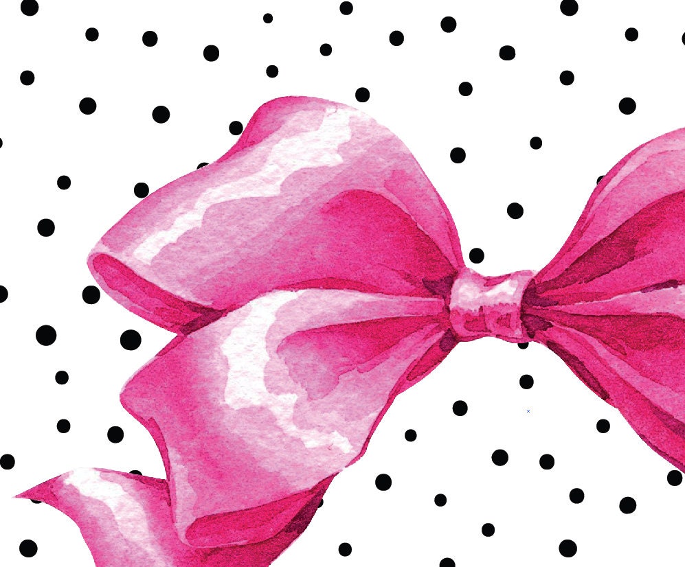 Nursery Wall Art | Bow Printable | Pink, Black, White Polka Dot | Bow ...