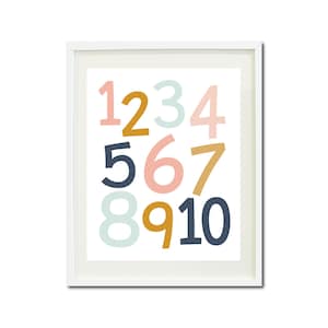Rainbow, Alphabet, Numbers PRINTABLE Nursery Wall Art Set of 3 | Muted ...