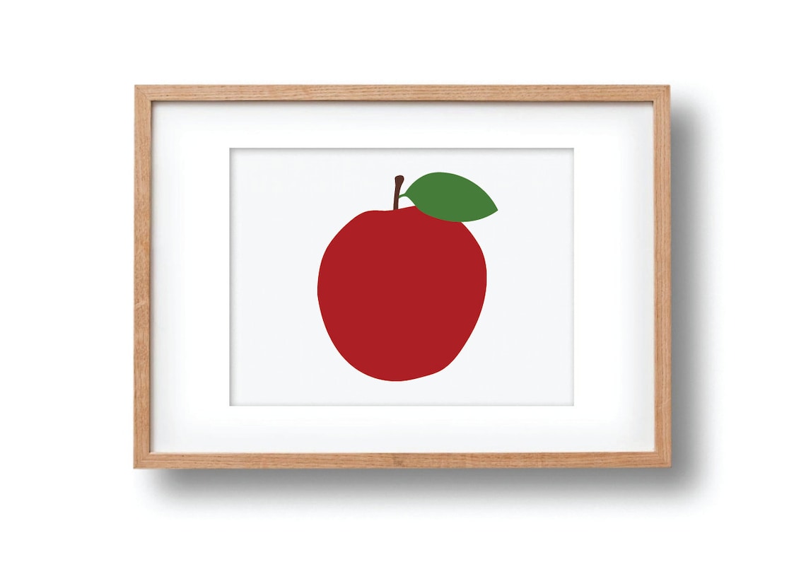 Apple Printable Apple Wall Art Horizontal, Landscape Kitchen Decor ...