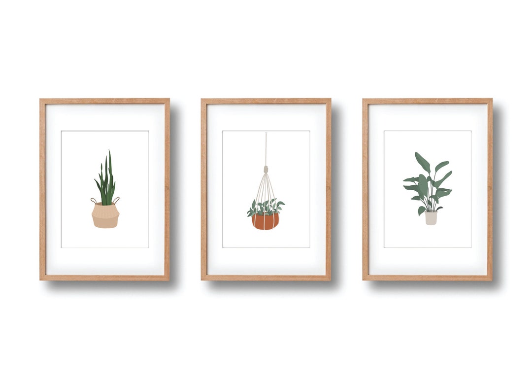 Boho Plant Printable Art Set 3 | Boho Wall Decor | Kitchen Botanical ...