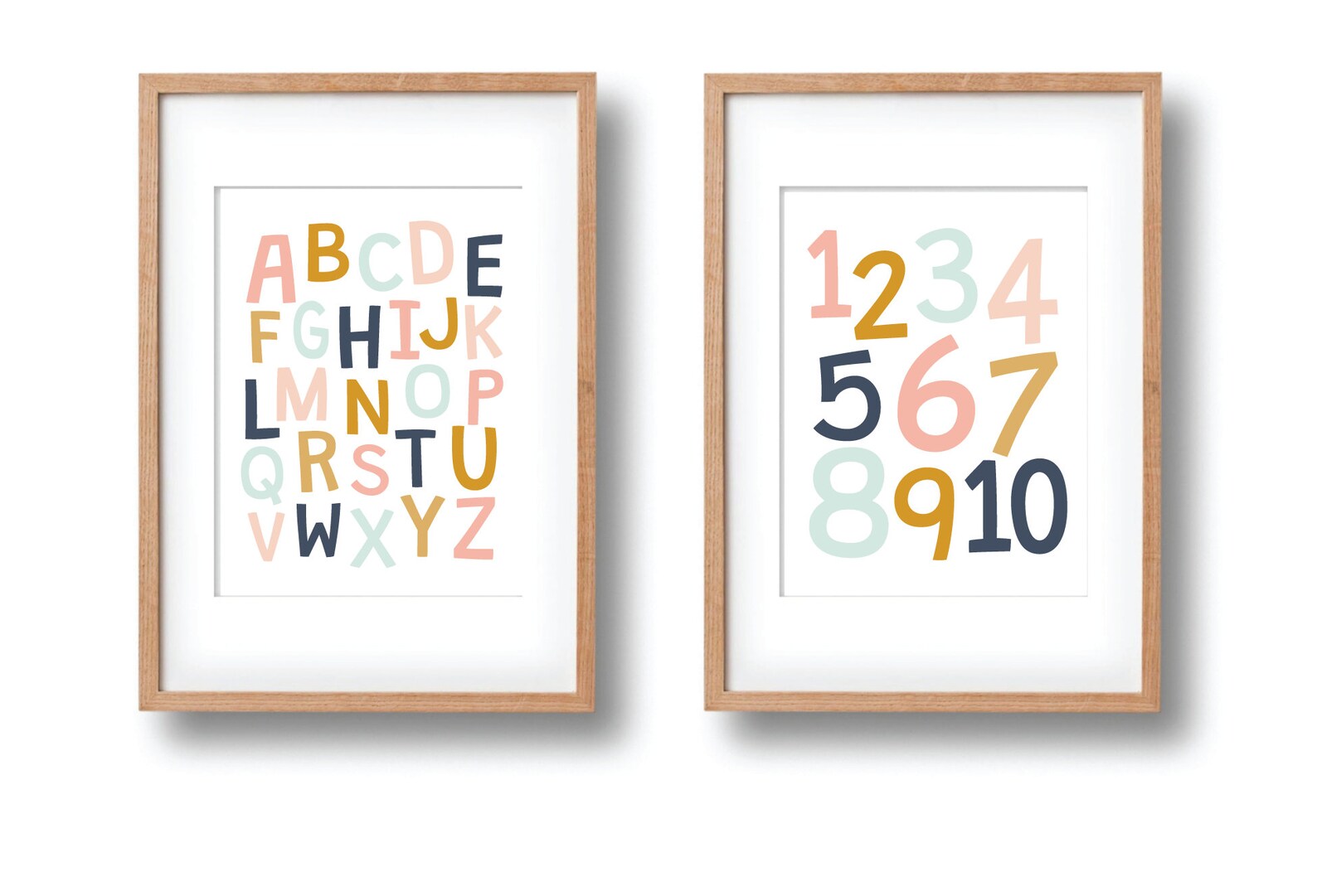 Alphabet, Numbers PRINTABLE Nursery Wall Art Set | Kids Muted Boho ...