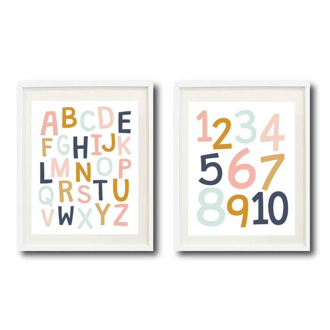 Alphabet, Numbers PRINTABLE Nursery Wall Art Set | Kids Muted Boho ...