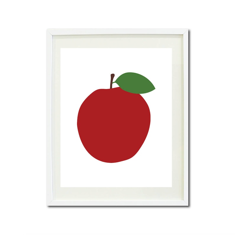 Apple Printable Apple Print Apple Wall Art Kitchen Decor - Etsy