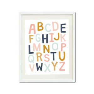 Rainbow, Alphabet, Numbers PRINTABLE Nursery Wall Art Set of 3 | Muted ...