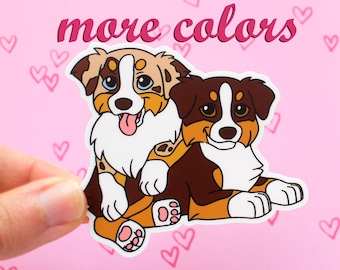 Australian Shepherd and Puppy Vinyl Sticker Blue Merle Black | Etsy
