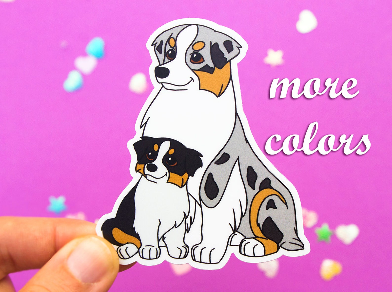 Australian Shepherd and Puppy Vinyl Sticker Blue Merle Black Tri Red ...