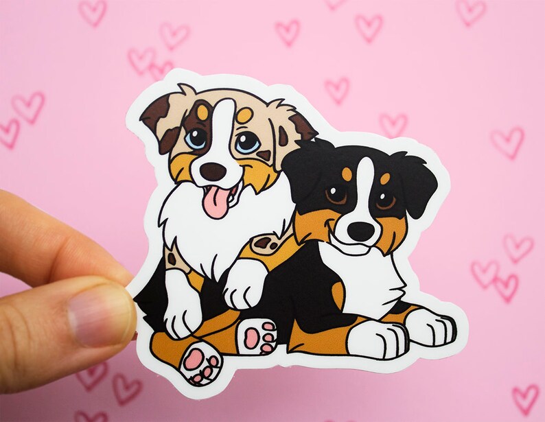 Australian Shepherd Puppy Pair Vinyl Sticker - Etsy
