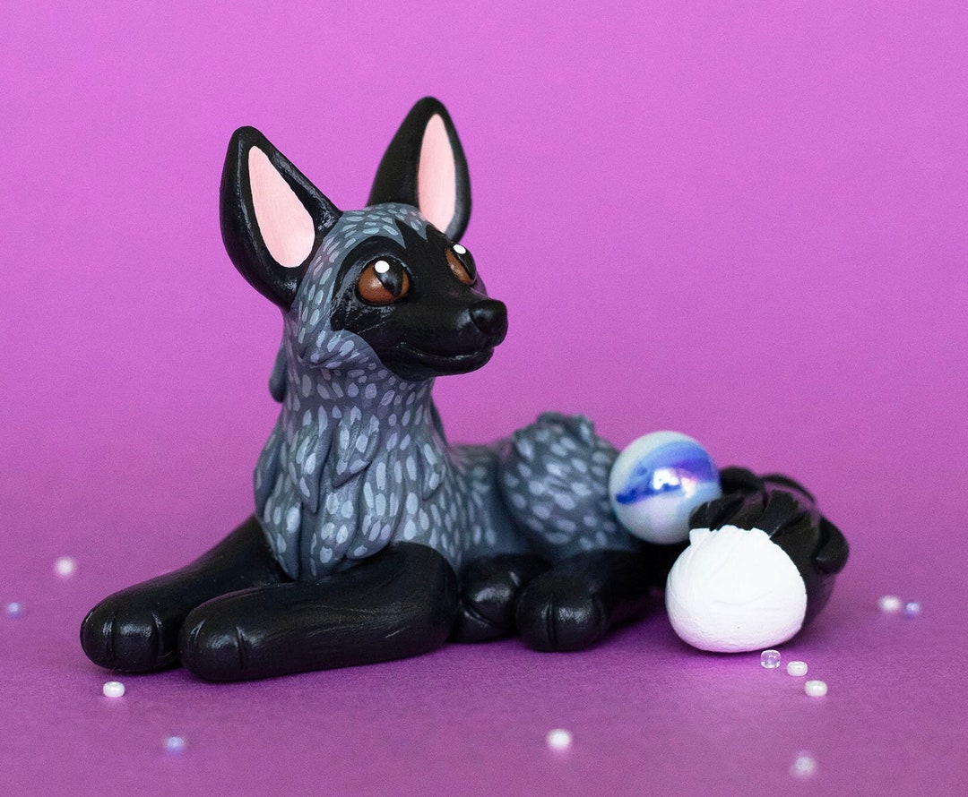 Silver Fox With Glass Orb Sculpture - Etsy