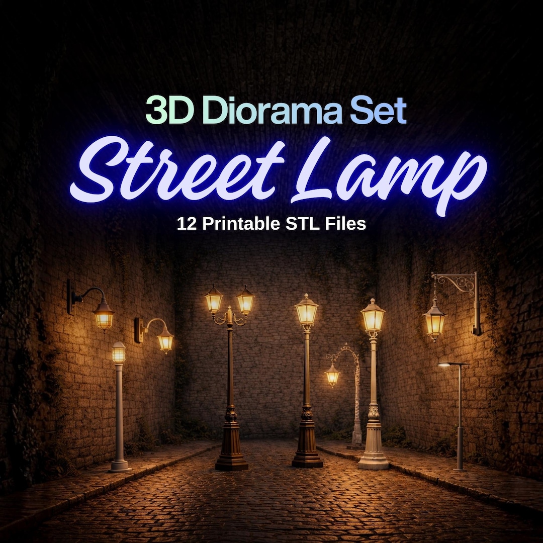 Street Lamp STL Set – 12 Vintage & Industrial Miniature Outdoor Lights ...