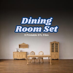 Dining Room STL Set – Classic Dining Furniture, Table Chair Sideboard ...
