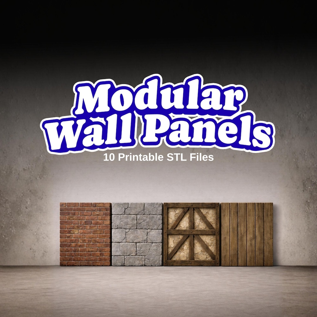 Modular Wall STL – Stone Brick Wood Wall Panels Set - Etsy