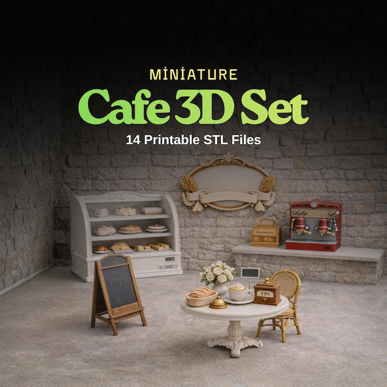 Miniature Cafe STL Dollhouse Decor Set With 14 Printable Cafe Models - Etsy