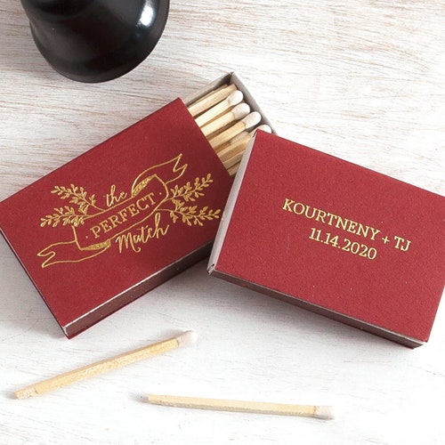 The Perfect Match Matchboxes Floral Banner Wedding Favors - Etsy